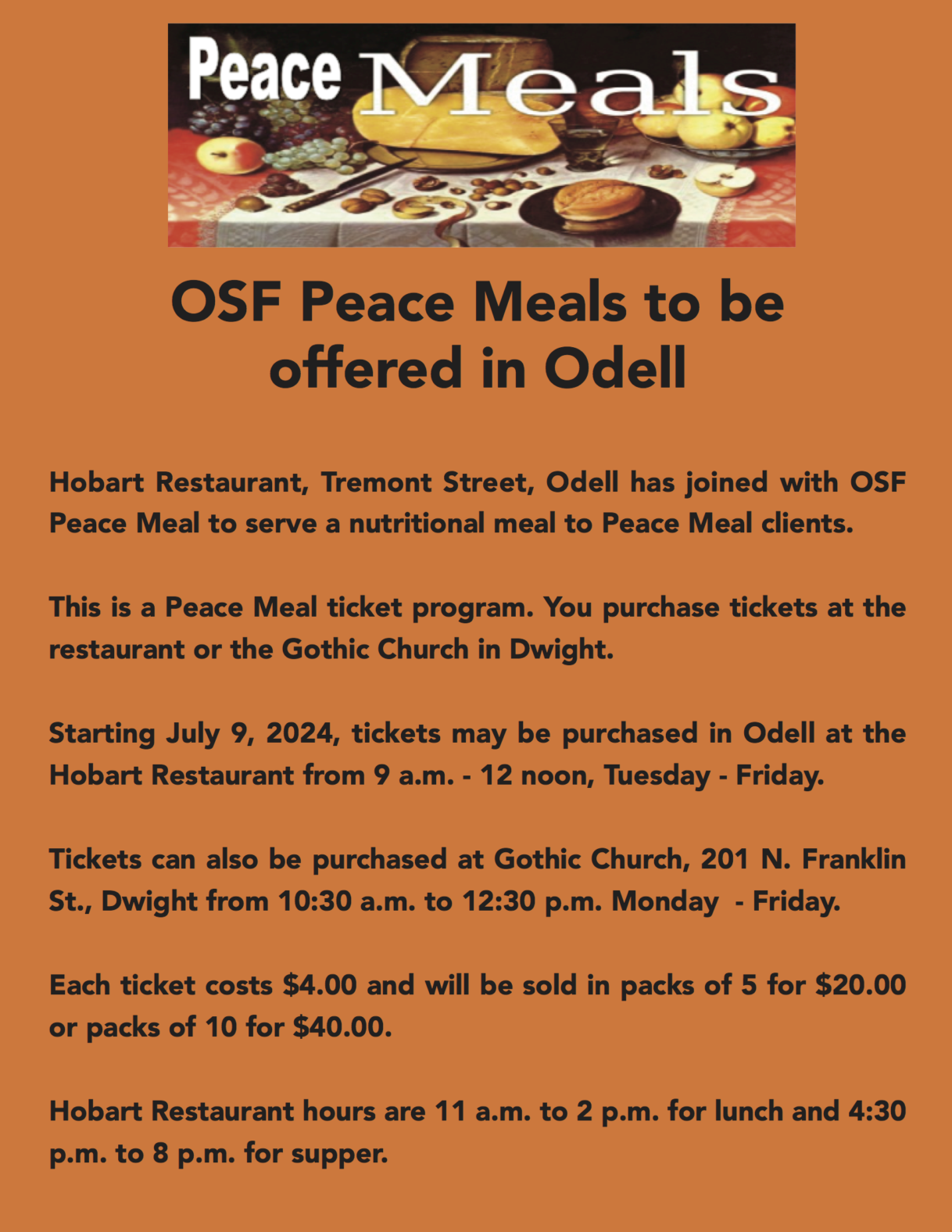 OSF Peace Meals to be offered in Odell – The Paper On Line