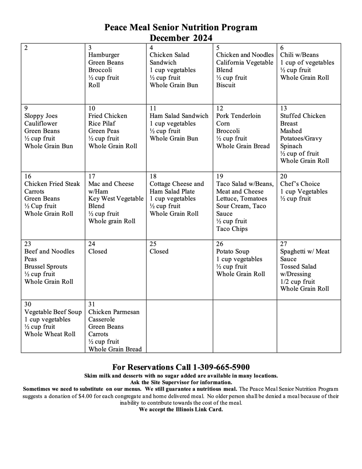 Peace Meal Menus – The Paper On Line