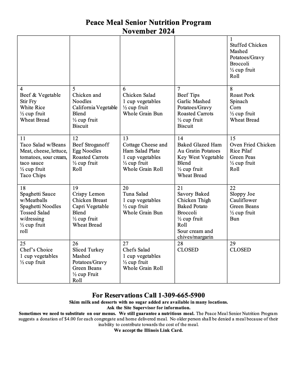 Peace Meal Menus – The Paper On Line