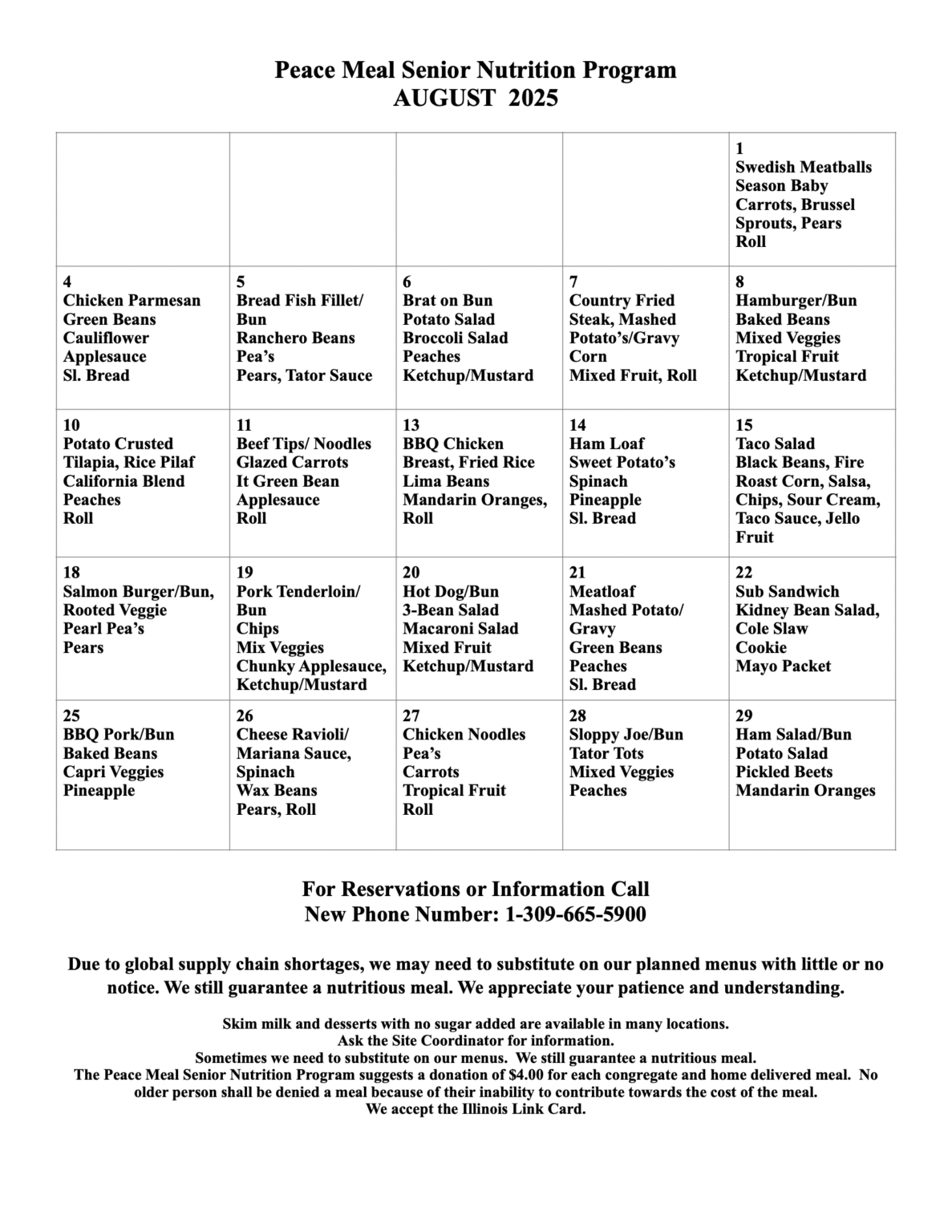 Peace Meal Menus – The Paper On Line