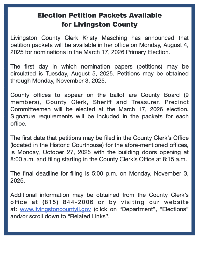 Election Packets Available • Livingston County – The Paper On Line