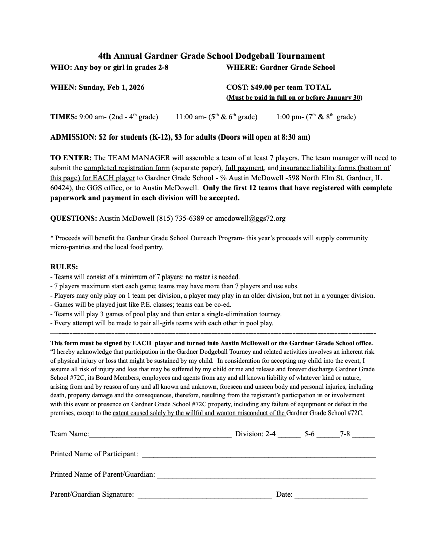 4th Annual Gardner Grade School Dodgeball Tournament – The Paper On Line